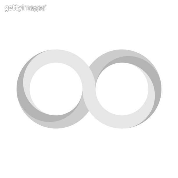 Grey infinity symbol icon. 3D-like gradient design effect. Vector ...