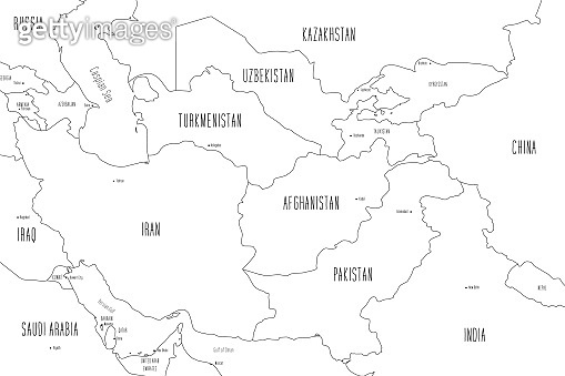 Map of Central Asia. Handdrawn doodle style. Vector illustration ...
