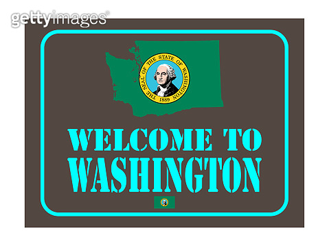 Welcome to Washington sign with flag map Vector illustration Eps 10 ...