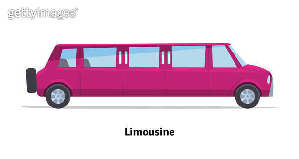 Limousine side view. Vector stock flat illustration. Raspberry cartoon ...