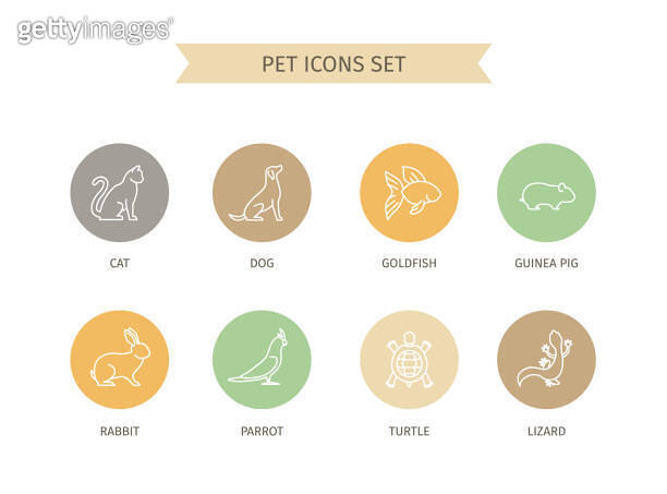 Pet icon set in minimal trendy style. Animals linear symbols for pet ...