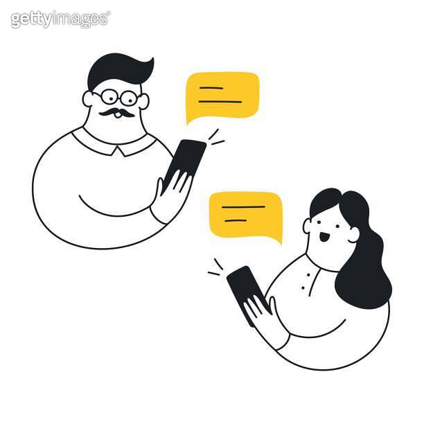Messaging, communication between two people with a usage of mobile ...