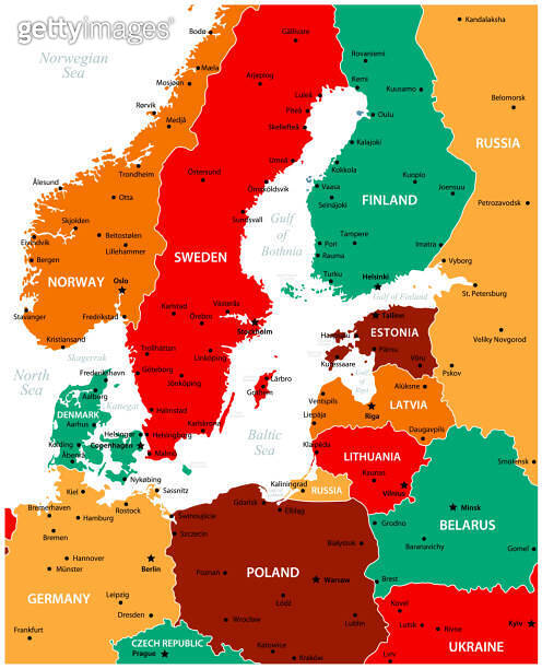 Baltic Sea Area. Political Map with Geographical Borders and Capital ...