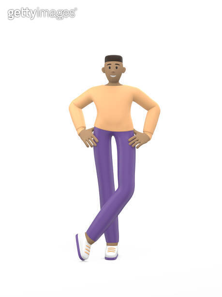 Young cheerful african guy posing in a free pose. Positive character in ...