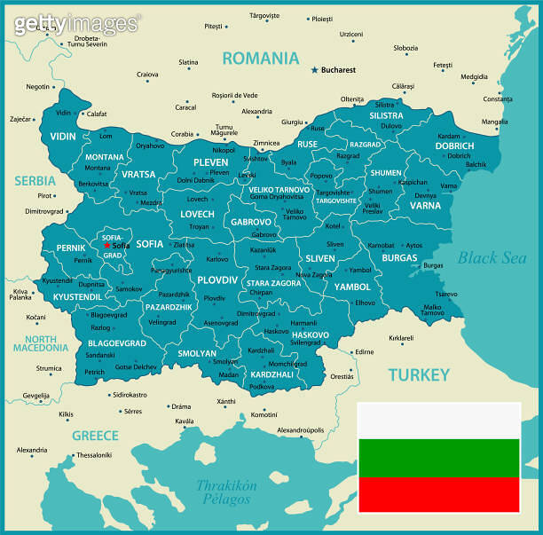 Bulgaria Vector Map. Political Map with Regions, Geographical Borders ...