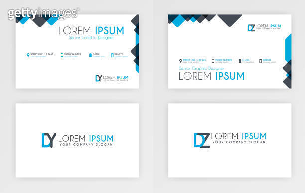 Blue Business Card Template. Simple Identity Card Design With Alphabet ...
