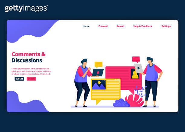Vector cartoon banner template for discuss and comment with colleagues ...