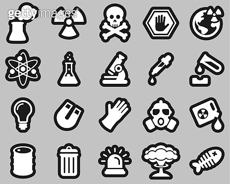 Nuclear Power Plant Icons White On Black Sticker Set Big (1205008534 ...