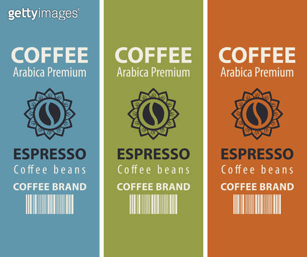 coffee labels with barcodes and coffee beans (1286878484) 일러스트, 무료 일러스트 ...