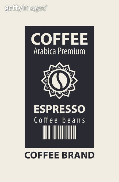 coffee labels with cups, barcodes and coffee beans (1248533426) - 게티이미지뱅크