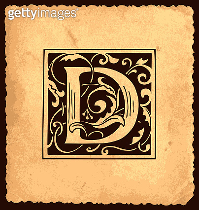 Vintage initial letter D with baroque decorations 이미지 (1288728938) - 게티 ...