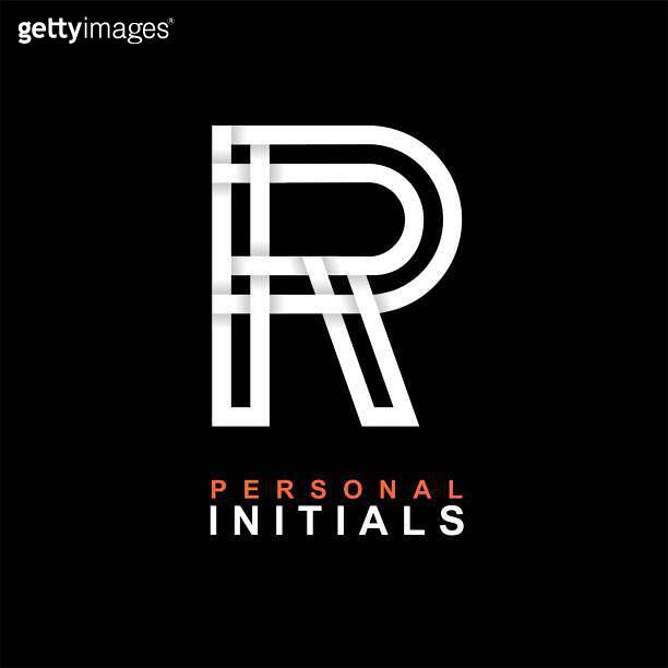 Capital letter R. Created from interwoven white stripes with shadows on ...