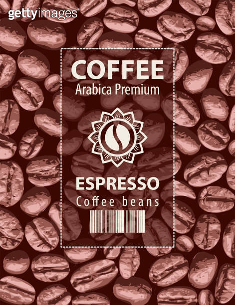 coffee label with barcodes and coffee beans (1286878595) 일러스트, 무료 일러스트 ...