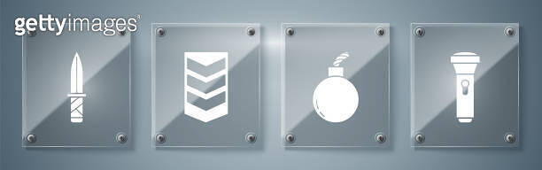 Set Flashlight , Bomb ready to explode , Military rank and Military ...