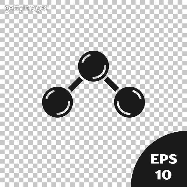 Black Molecule icon isolated on transparent background. Structure of ...