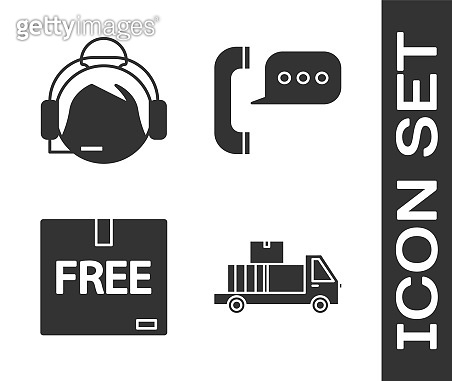 Set Delivery truck with cardboard boxes, Support operator in touch, Cardboard box with free ...