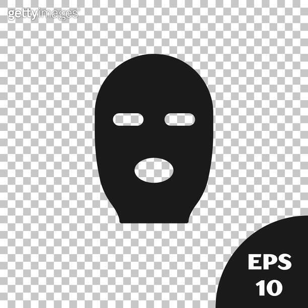Black Thief mask icon isolated on transparent background. Bandit mask ...