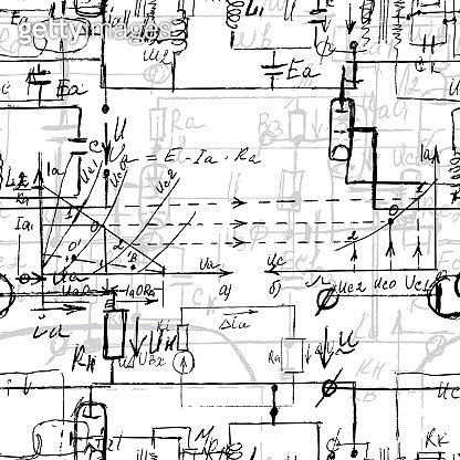 Scientific seamless background with handwritten mathematical and ...