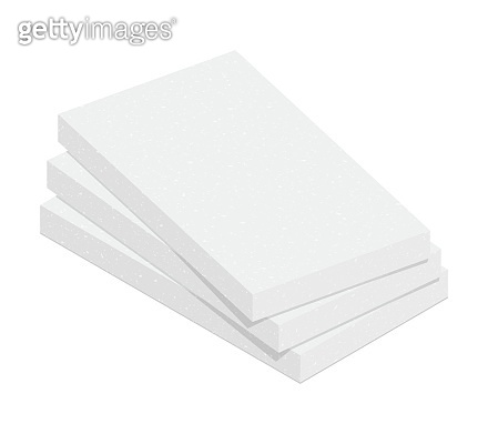 Stack of expanded polystyrene insulation material isolated on white ...