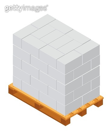 Isometric vector illustration concrete blocks isolated on white ...