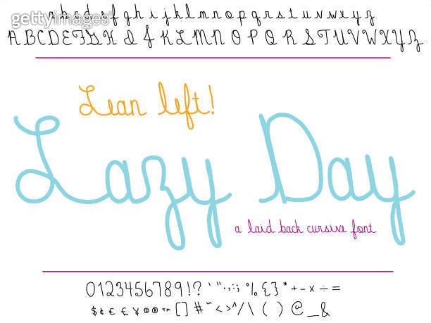 Font Lazy Day Cursive script lettering that leans left, leaning back ...
