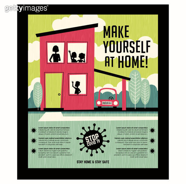 Poster or banner encouraging people to stay at home during coronavirus ...