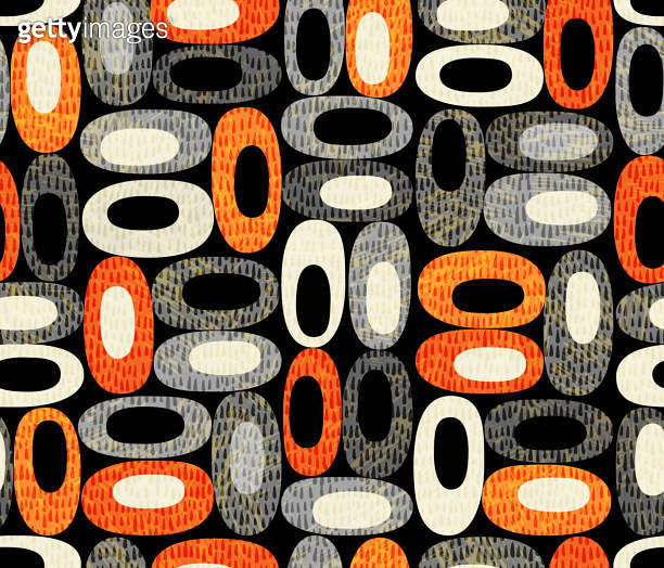 mid century modern pattern of organic oval shapes. Vector illustration ...