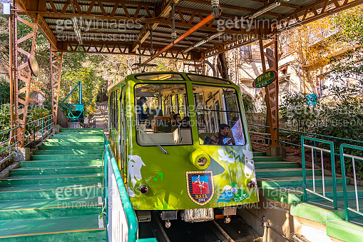 Maya cable car and ropeway system travels between the mountaintop and ...