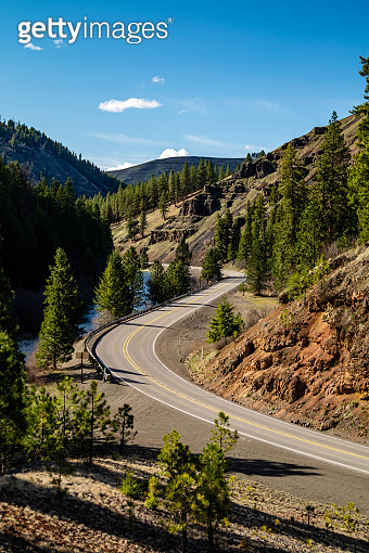 Daylight Canyon and Wallowa Lake Highway 82 in eastern Oregon 이미지 ...