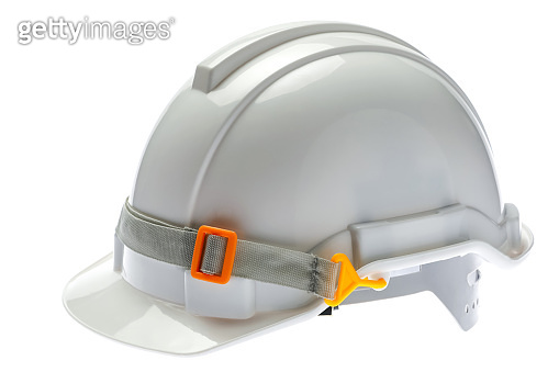 Close up the white safety helmets for Engineer or Management or Visitor ...
