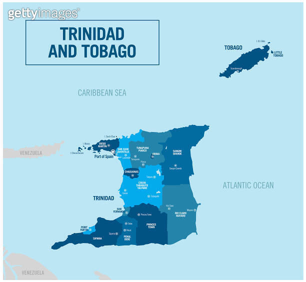 Trinidad and Tobago, country, island political map. Detailed vector ...