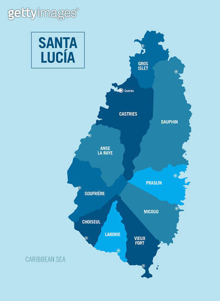 Santa Lucia, St Lucia island country political map. Detailed vector ...