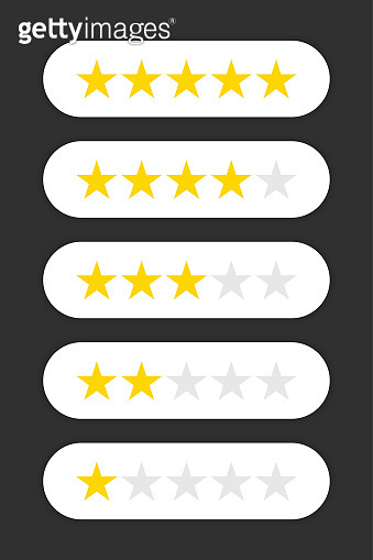 Five star rating. Rate status level. Different ranks from one to five ...