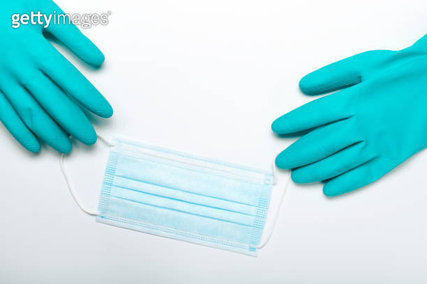 Medical mask and gloves for protection against pathogens and contagious ...