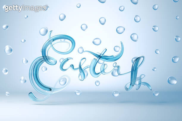 Happy Easter background with glass lettering word decorated by eggs ...
