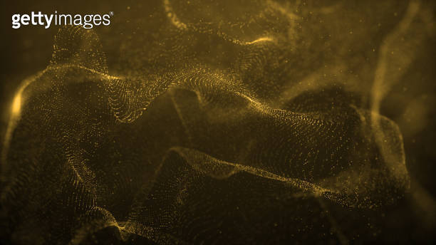beautiful golden particle flow abstract background fluid wavy design ...