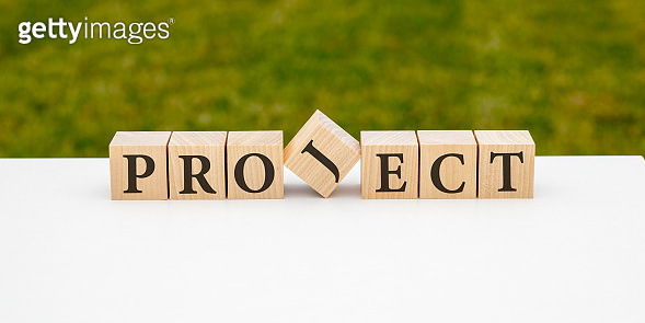 PROJECT written on wooden cubes on a light background. Business concept ...