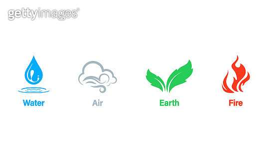 Four elements of nature Air, fire, water, earth. Elements of the nature ...