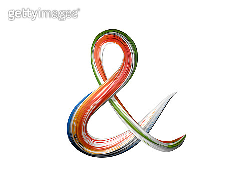 Fun colorful ampersand or and sign symbol in 3D illustration with ...
