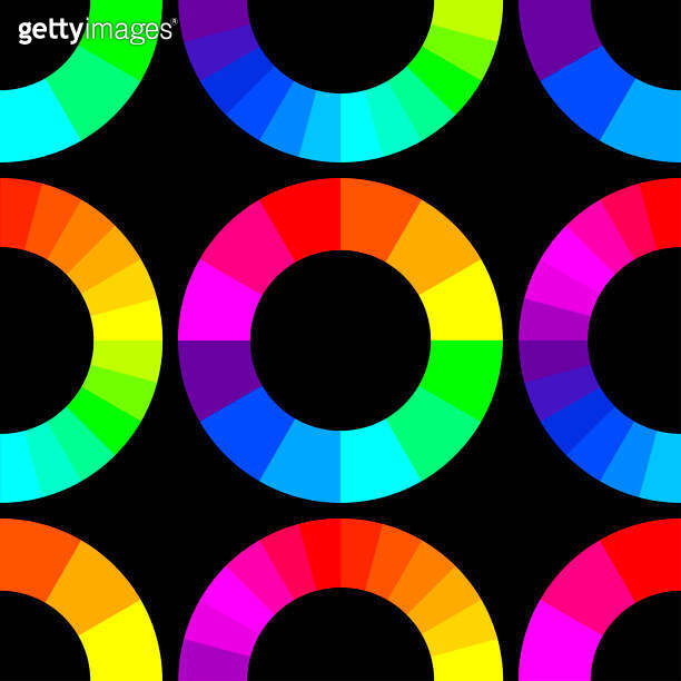 Seamless vector color wheel pattern. Color circle, RGB and CMYK color ...