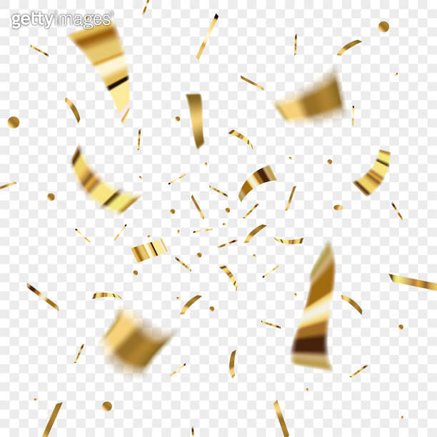 Isolated gold confetti texture. Celebration background with falling ...