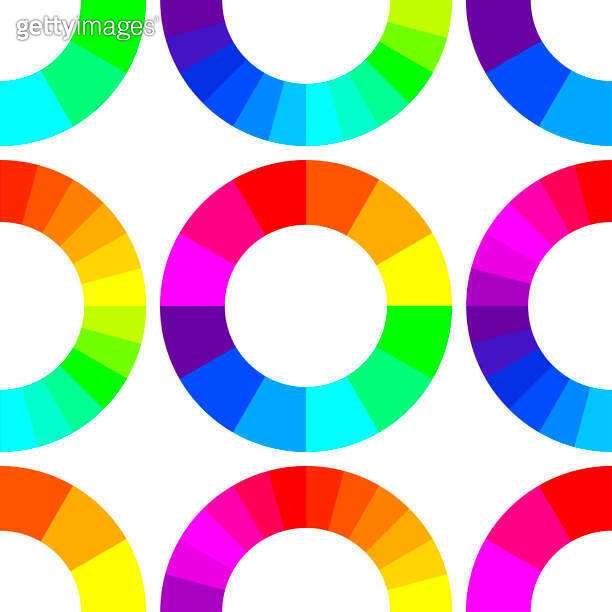 Seamless vector color wheel pattern. Color circle, RGB and CMYK color ...