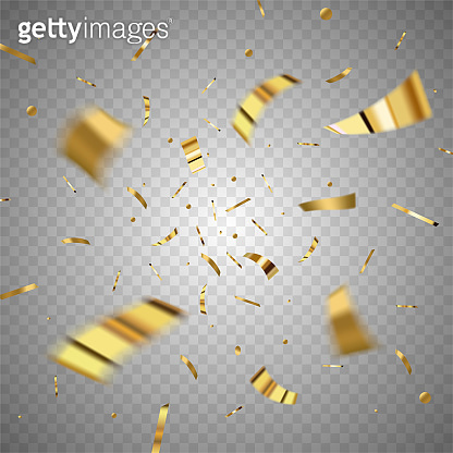 Isolated gold confetti texture. Celebration background with falling ...