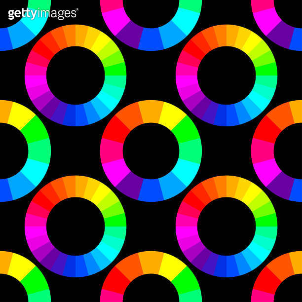 Seamless vector color wheel pattern. Color circle, RGB and CMYK color ...