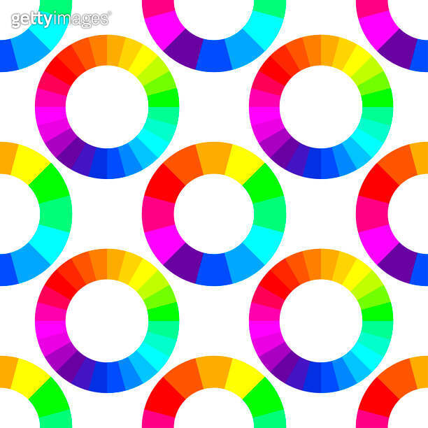 Seamless vector color wheel pattern. Color circle, RGB and CMYK color ...