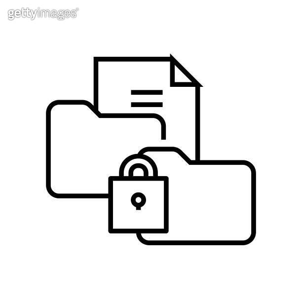 Blocked folder line icon, concept sign, outline vector illustration ...
