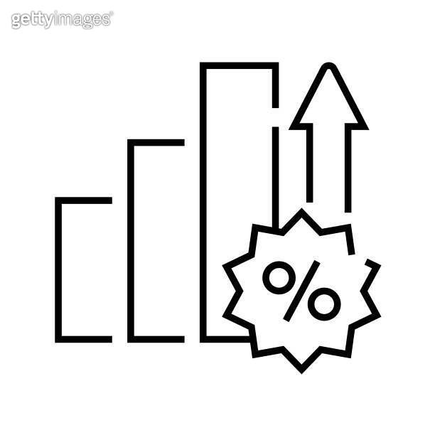Interest rate increase line icon, concept sign, outline vector ...