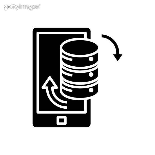 Data converting black icon, concept illustration, vector flat symbol ...