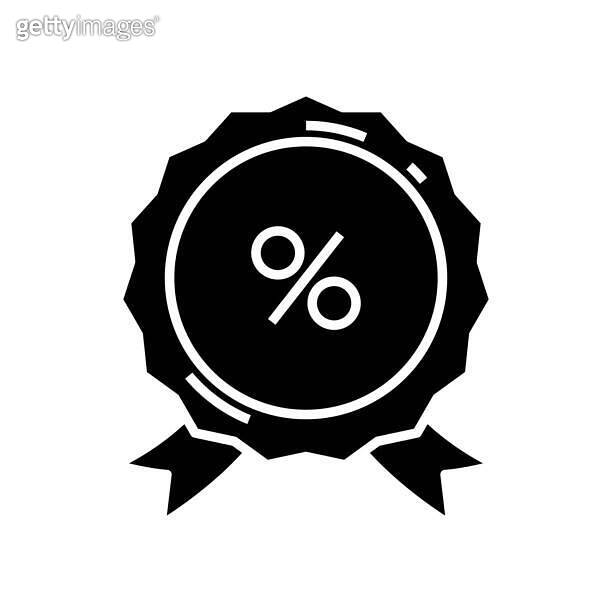 Sale guarantee black icon, concept illustration, vector flat symbol ...