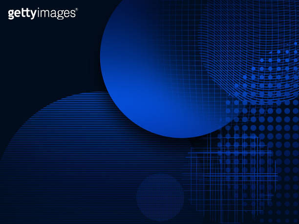 Abstract circles lines round frame blue color isolated on blue ...